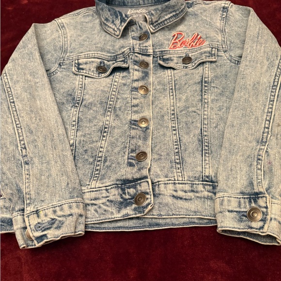 Barbie | Jackets & Coats | Barbie Light Blue Denim Jacket With Pink ...